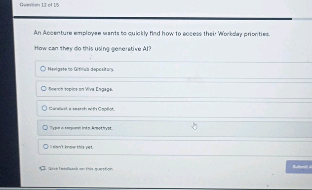 Question 12 of 15 An Accenture employee | StudyX