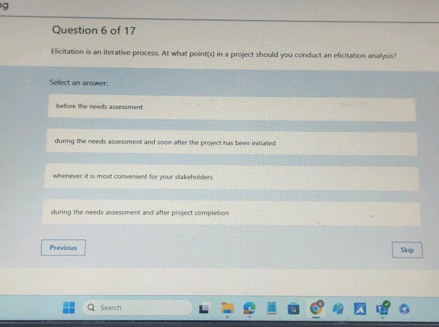 Question 6 of 17 Elicitation is an | StudyX