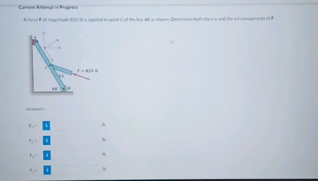 Current Attempt in Progress A force F of | StudyX