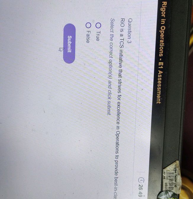 Rigor in Operations - E1 Assessment C 2649 | StudyX