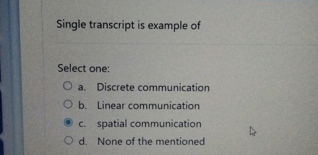 Single transcript is example of Select one | StudyX