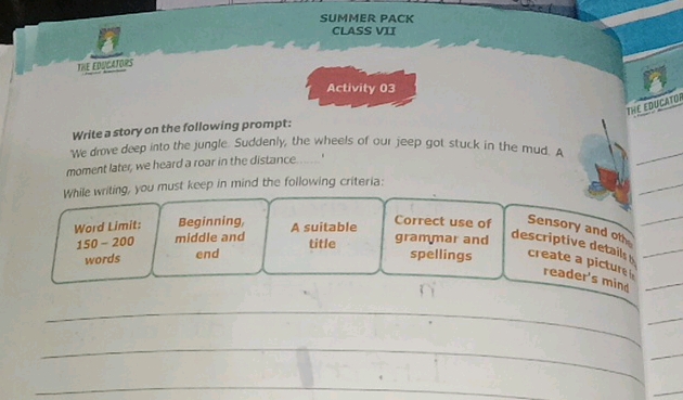 SUMMER PACK CLASS VII Activity 03 Write a | StudyX