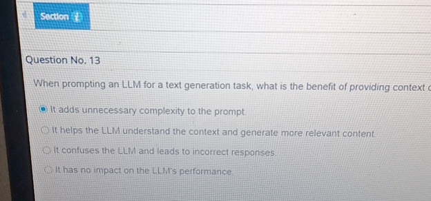 Question No 13 When prompting an LLM for a | StudyX