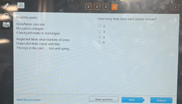 1 2 3 4 Read the poem Snowflakes cascade My | StudyX