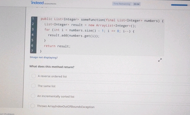 Time Remaining 6) 34 1 public List | StudyX