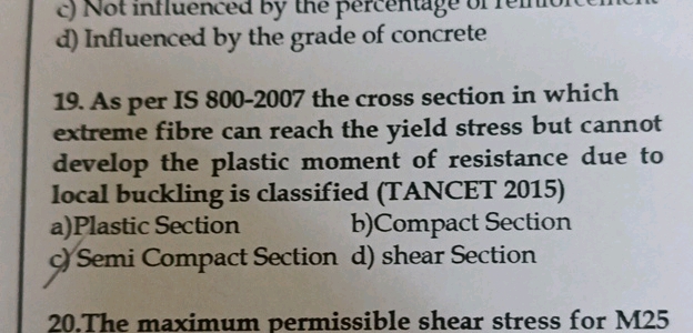d) Influenced by the grade of concrete 19 | StudyX
