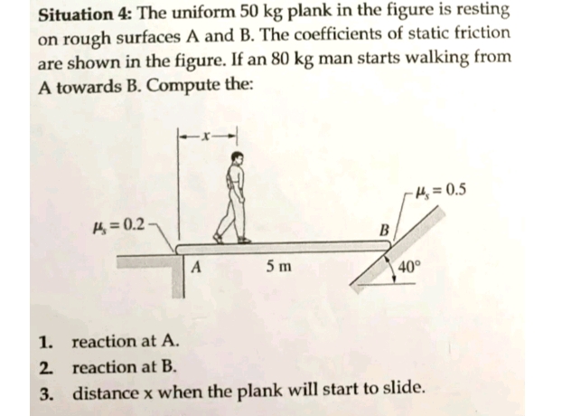 Situation 4 The uniform 50 kg plank in the | StudyX