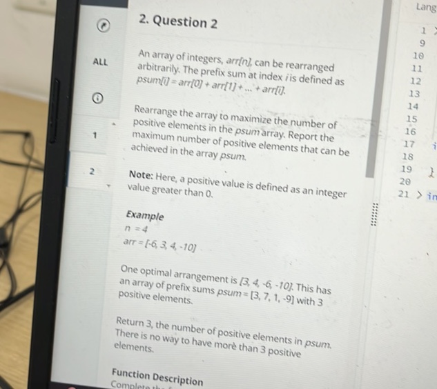 (c) 2 Question 2 Lang ALL An array of | StudyX