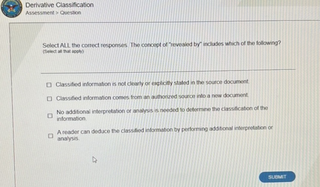Derivative Classification Assessment | StudyX