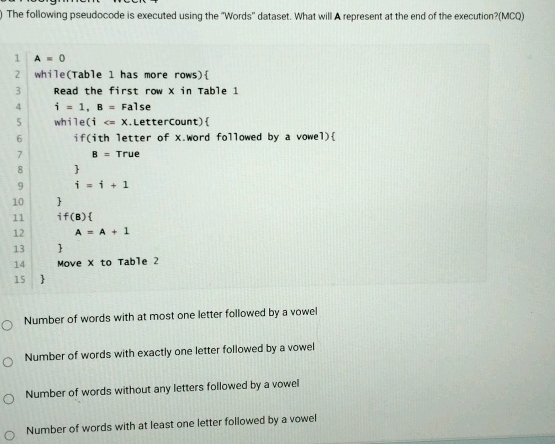 The following pseudocode is executed using | StudyX