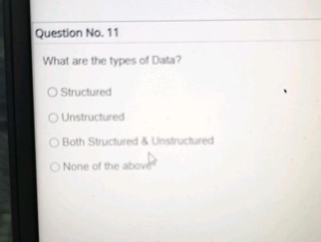 Question No 11 What are the types of Data | StudyX