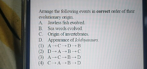 Arrange the following events in correct | StudyX