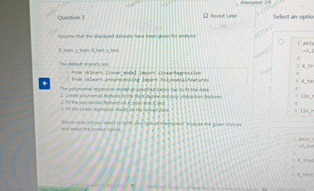 Attempted 2 / 8 Question 3 Assume that the | StudyX
