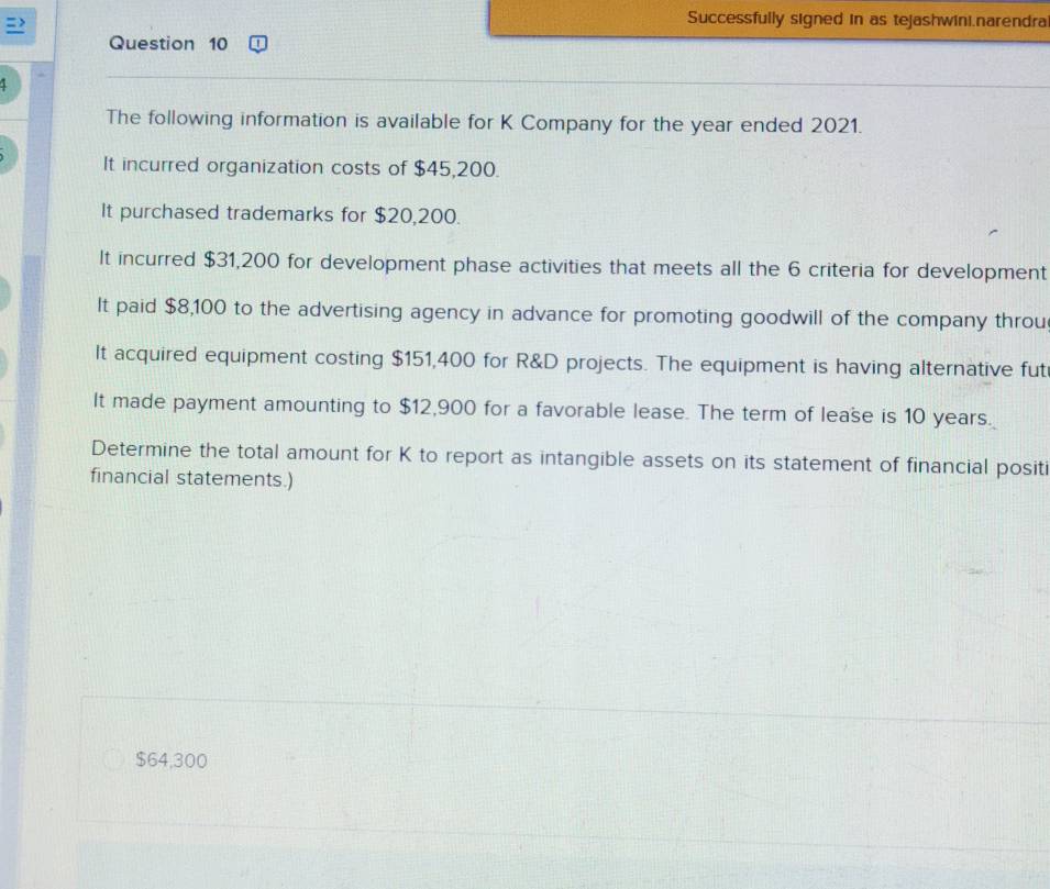 Successfully signed in as | StudyX