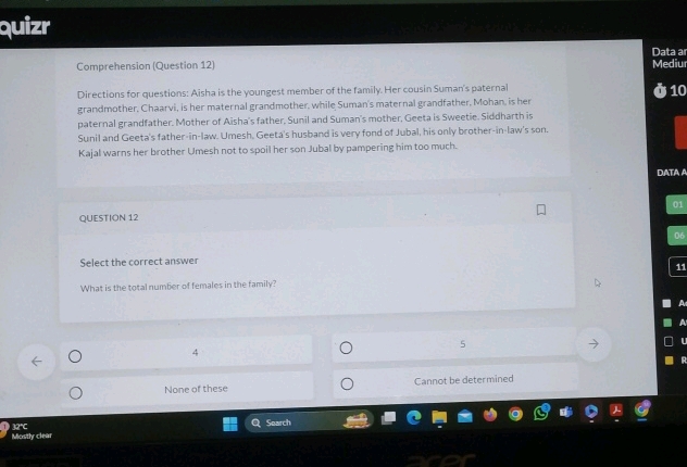 QU Comprehension (Question 12) Data ar | StudyX