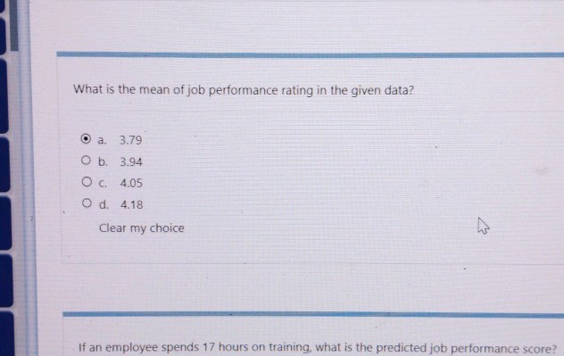 What is the mean of job performance rating | StudyX