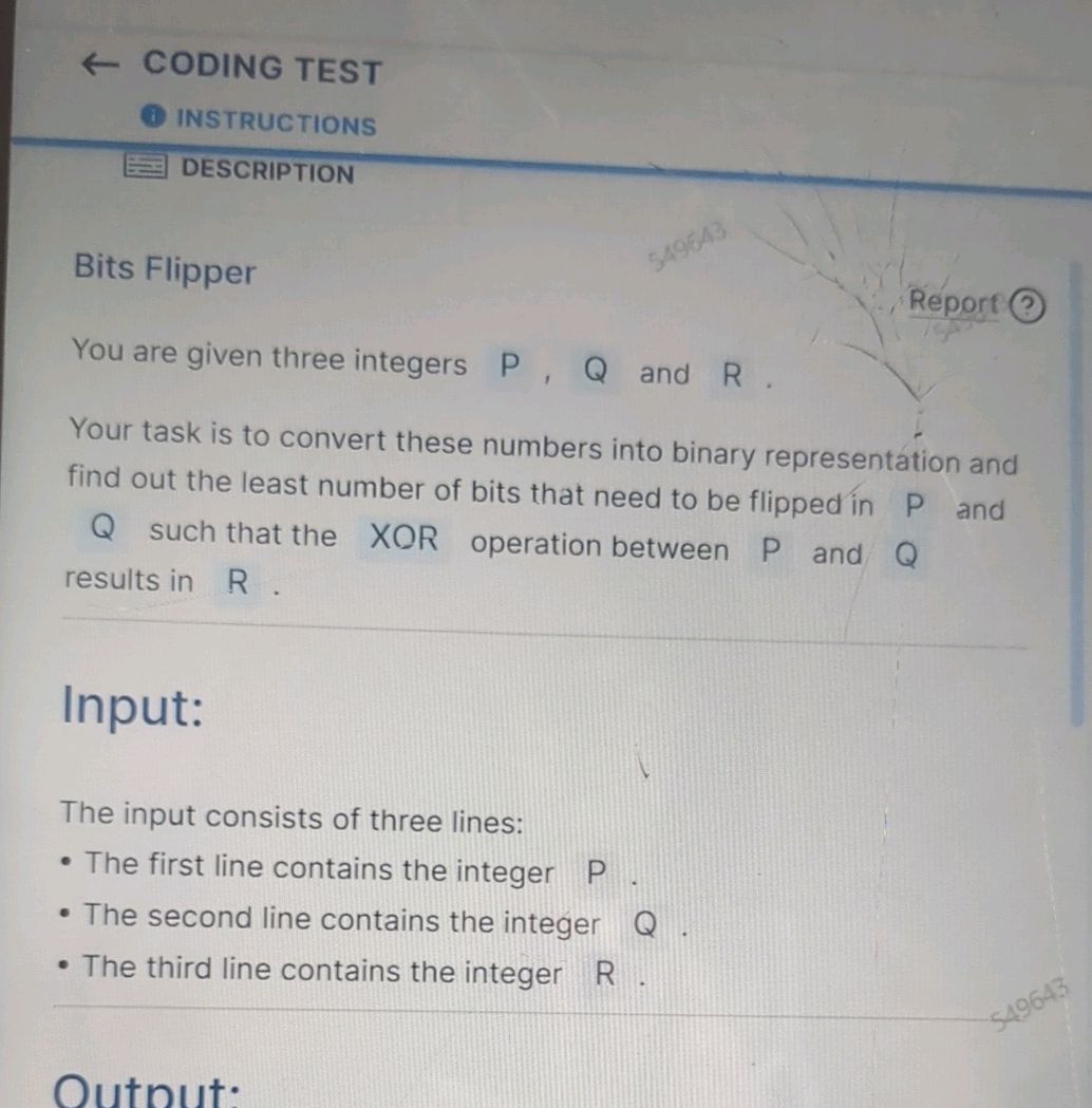 CODING TEST INSTRUCTIONS DESCRIPTION Bits | StudyX