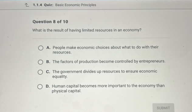 114 Quiz Basic Economic Principles | StudyX