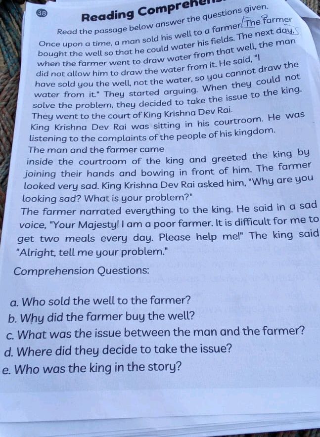 (38) Reading Compre questions given Read | StudyX