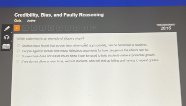 Credibility Bias and Faulty Reasoning ouliz | StudyX