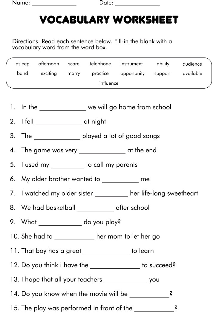Name Date VOCABULARY WORKSHEET Directions | StudyX