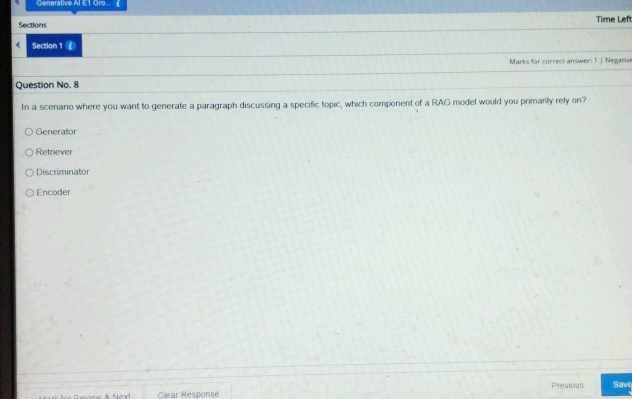 GEneratrefle1 GRO Sections Time Left | StudyX
