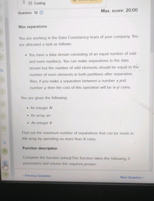 Question 12 Max score 2000 Max separations | StudyX