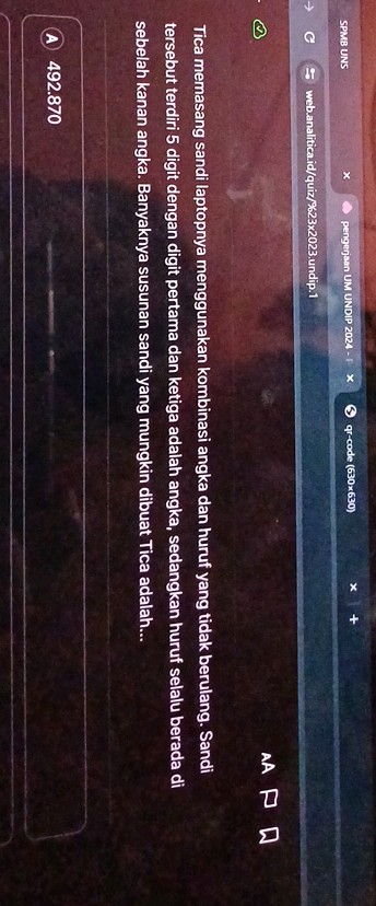 SPMB UNS pengeraan UM UNDIP 2024 - I x ( | StudyX