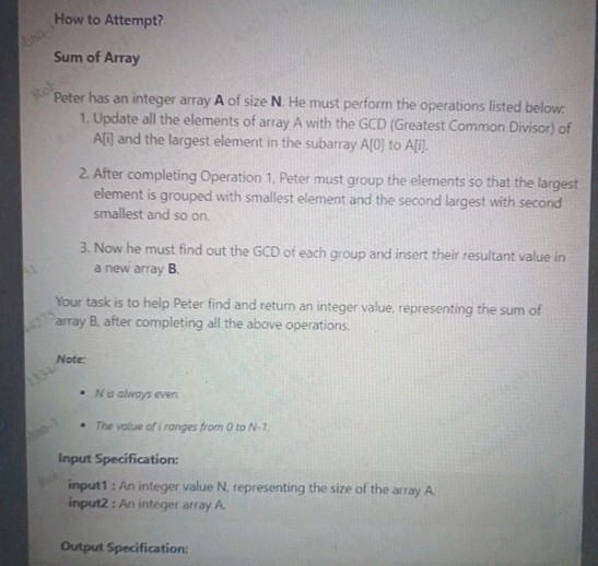 How to Attempt Sum of Array Peter has an | StudyX