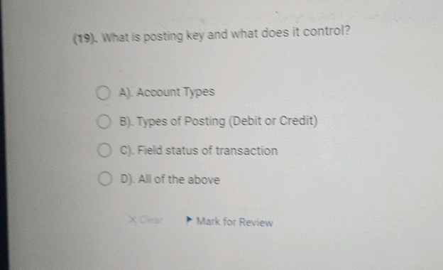 (19) What is posting key and what does it | StudyX