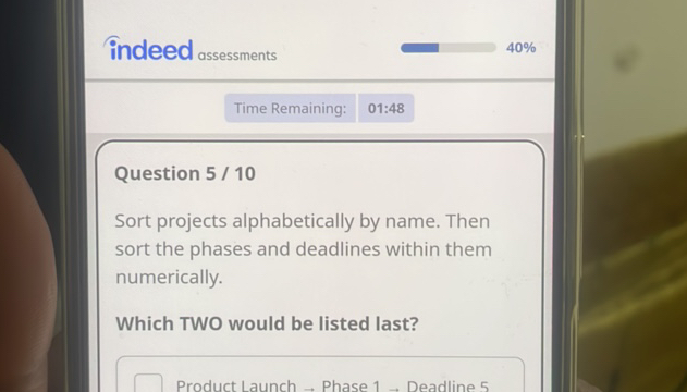 indeed assessments 40 Time Remaining 01 48 | StudyX