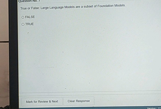 Question No 1 True or False Large Language | StudyX
