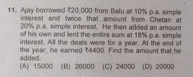 11 Ajay borrowed 20000 from Balu at 10 pa | StudyX