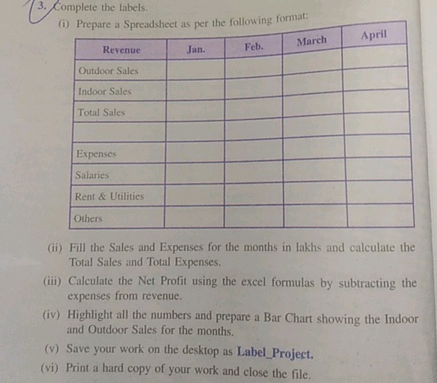 3 Complete the labels (i) Prepare a | StudyX