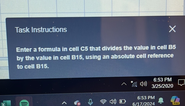 Task Instructions Enter a formula in cell | StudyX