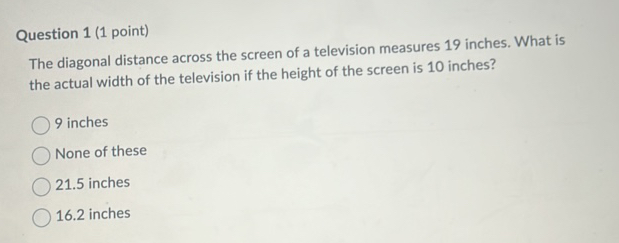 Question 1 (1 point) The diagonal distance | StudyX