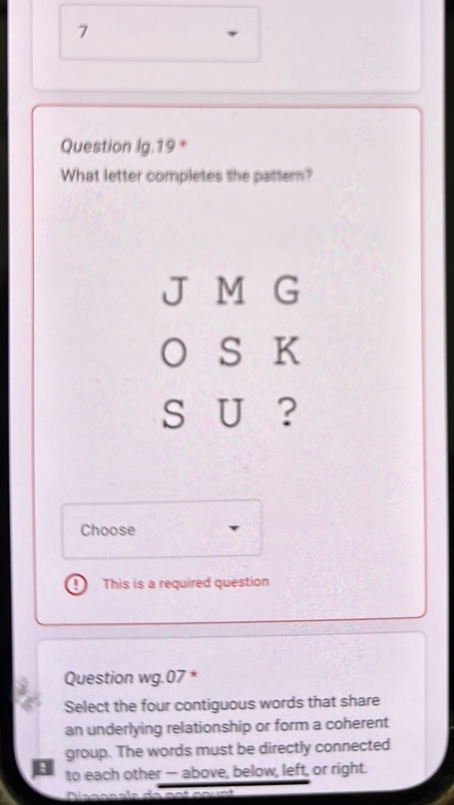 7 Question 19 What letter completes the | StudyX