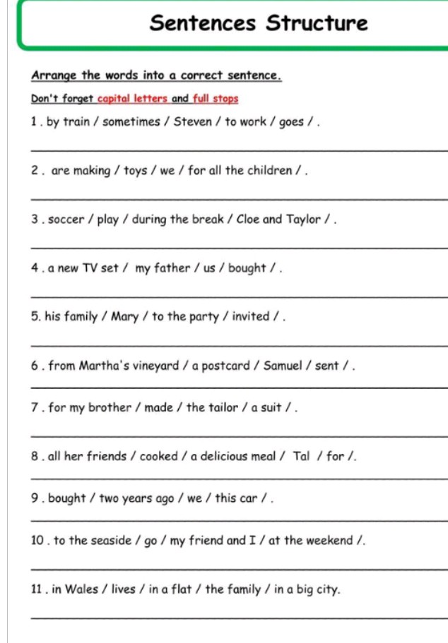 Sentences Structure Arrange the words into | StudyX