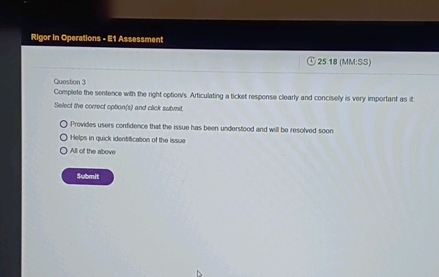 Rigor in Operations - E1 Assessment (1) 25 | StudyX