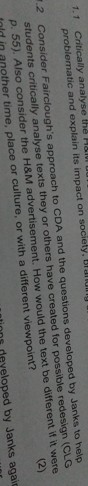 1. 1 Critically analyse the H M problematic | StudyX