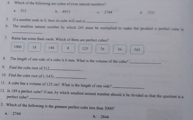 4. Which of the following are cubes of even | StudyX