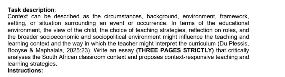 Task description: Context can be described | StudyX