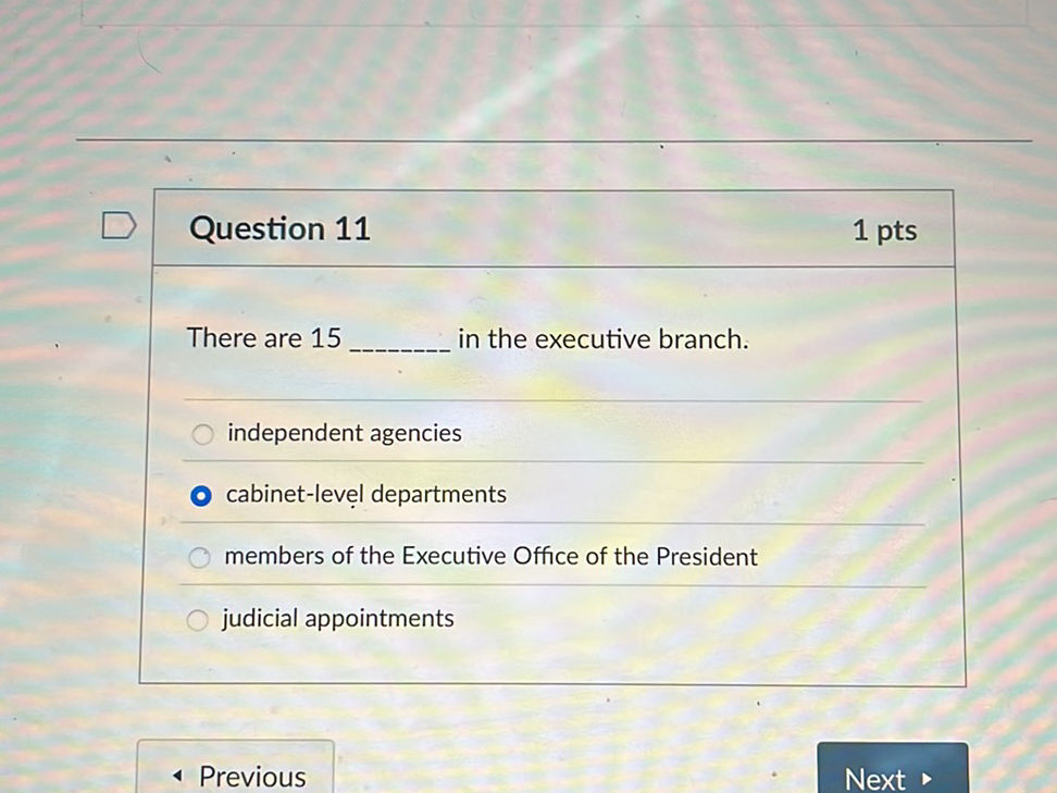 There are 15 _______ in the executive | StudyX
