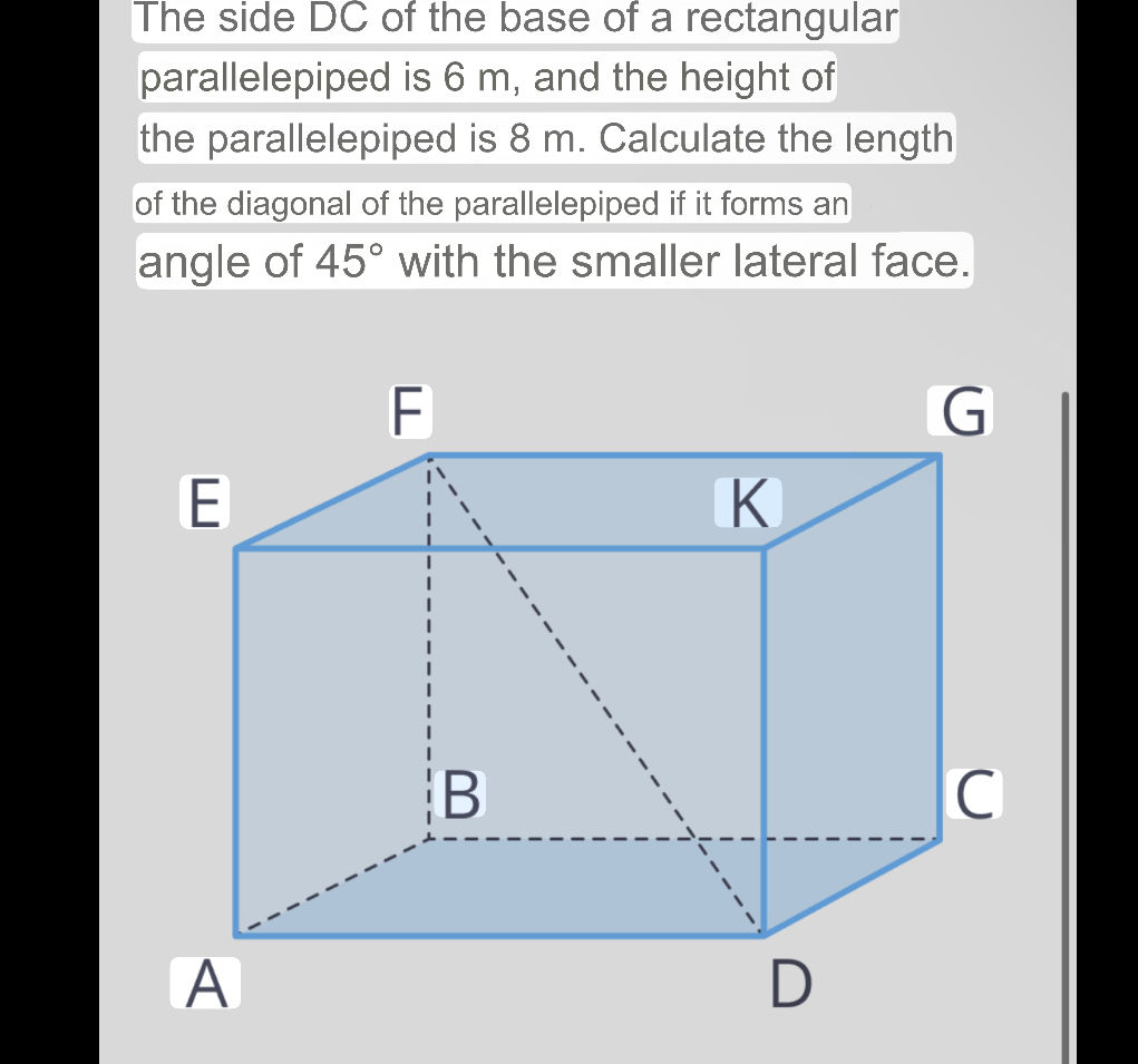 The side DC of the base of a rectangular | StudyX