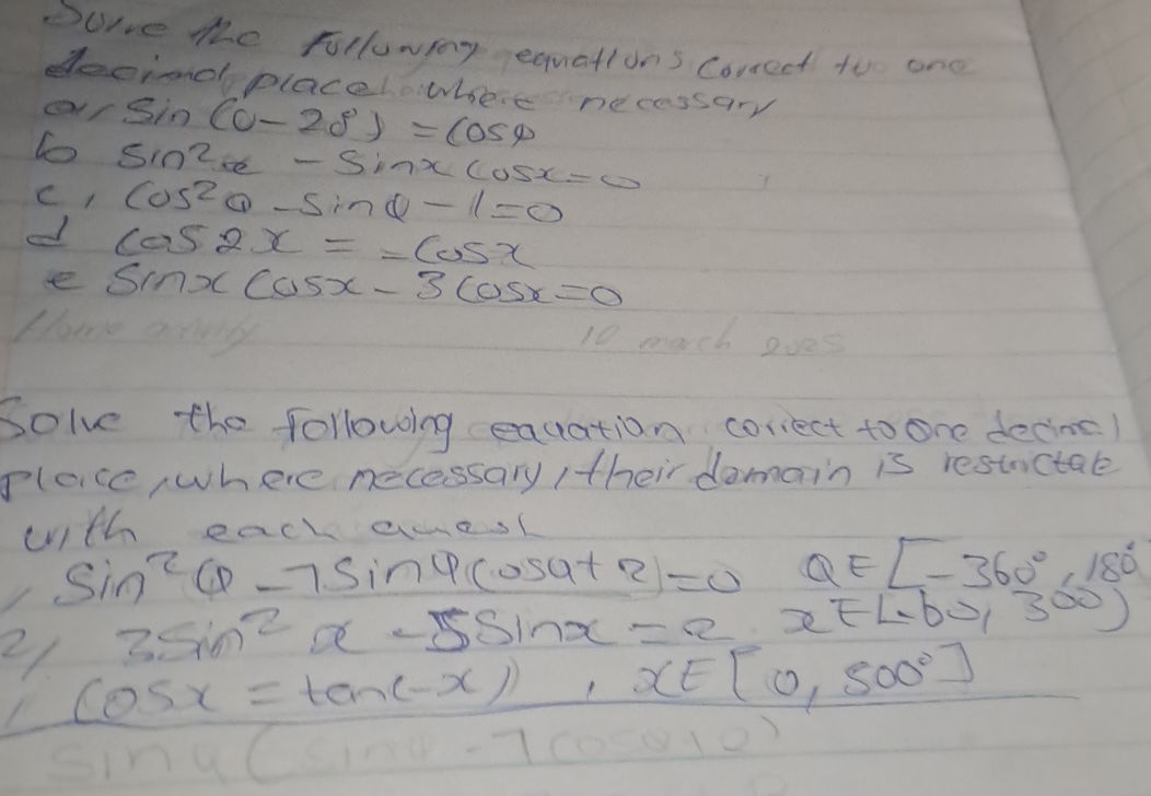 Solve the following equations correct to one | StudyX