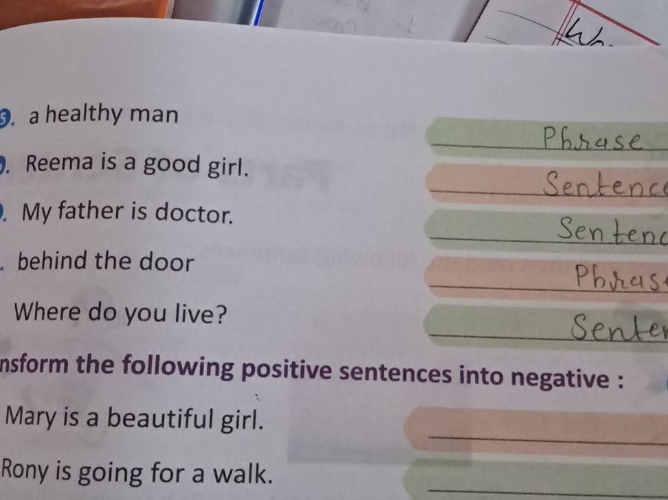 Transform the following positive sentences | StudyX