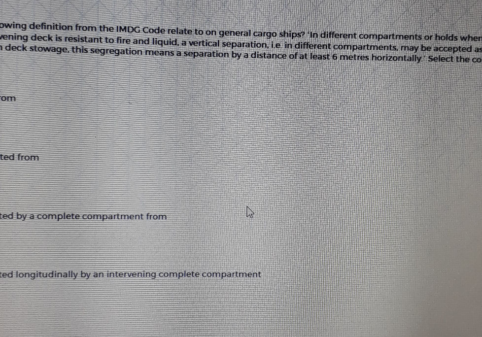 owing definition from the IMDG Code relate | StudyX
