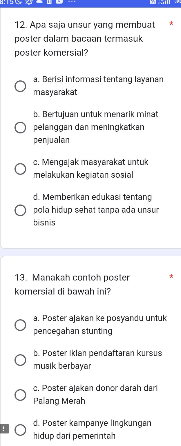 12. Apa saja unsur yang membuat poster dalam | StudyX