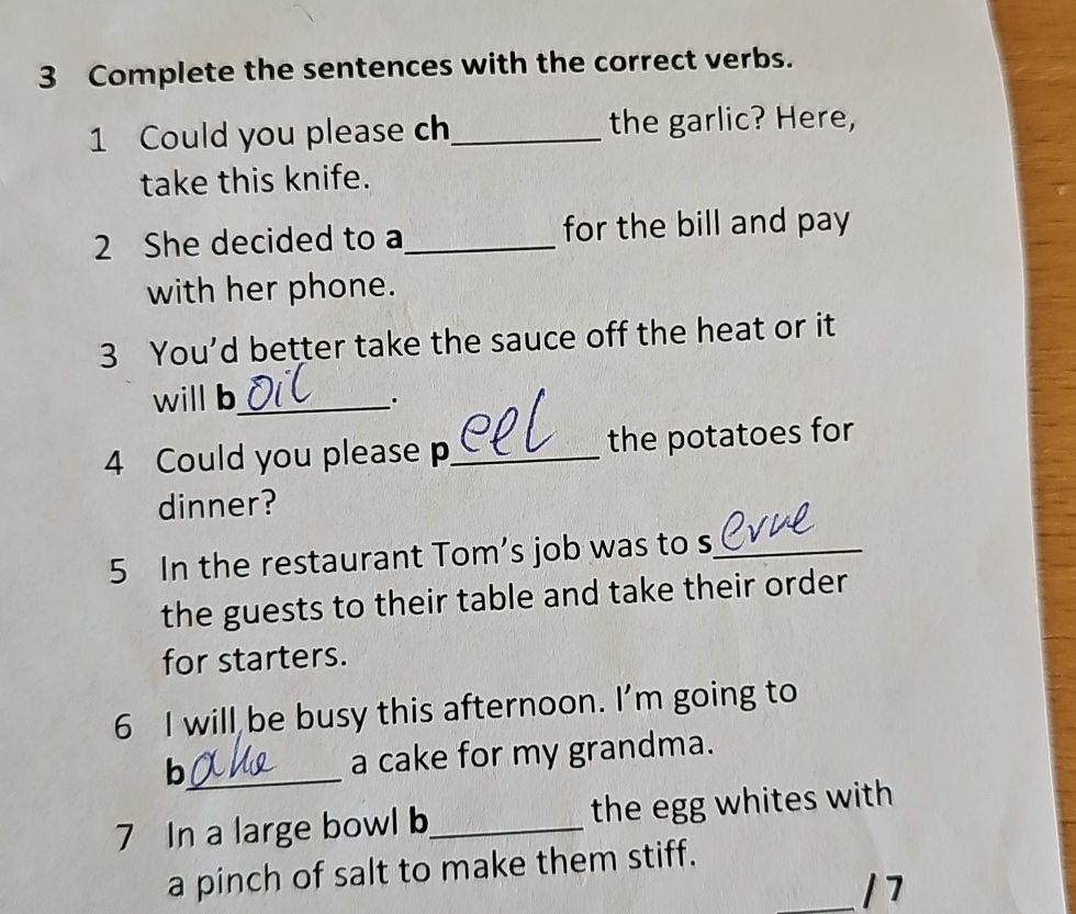 3 Complete the sentences with the correct | StudyX