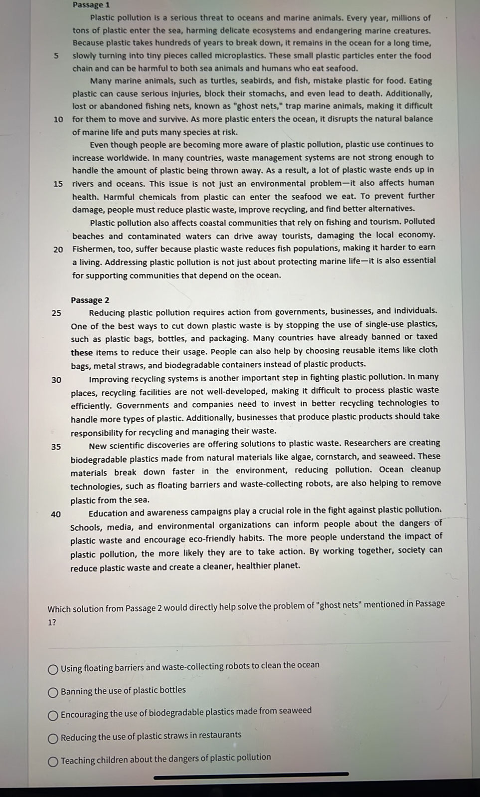Which solution from Passage 2 would directly | StudyX